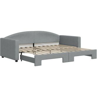 vidaXL Tagesbett Ausziehbar Hellgrau 90x200 cm Stoff Vidaxl