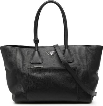 Prada Black Vitello Daino Shopping Tote