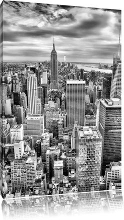 Pixxprint Skyline von New York, Größe: 100x70cm, Leinwandbild, fertig gespannt, Wandbild, Dekoration, Kunstdruck, kein Poster