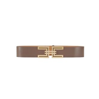 Elisabetta Franchi Femme, Accessoires, Beige, Taille: 38 FR Wide Belt with Logo Plaque