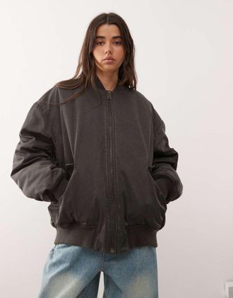 Weekday Bomber oversize rembourr&eacute; - Gris fonc&eacute; d&eacute;lav&eacute;