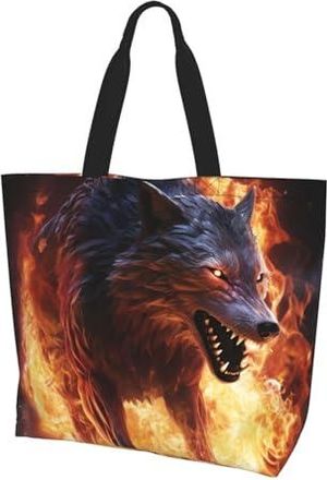 Generic Loup Ardent Sac Courses R&eacute;utilisable Sacs De Courses Imperm&eacute;able Sac A Main Femmes Pour Plage Voyage Travail