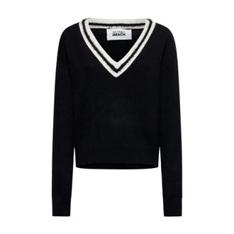 Silvian Heach Shirt mit V-Ausschnitt und Kontrastdetails - - Knitwear - Damen - Schwarzk - XS