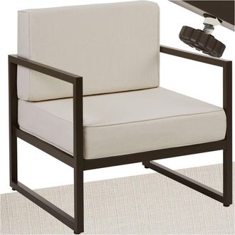 TecTake Tectake - Fauteuil de jardin épaisseur du coussin de lassise 14 cm structure en acier revêtu par poudre