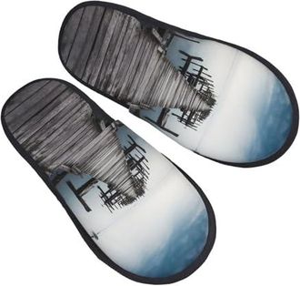 Generic Pantoufles En Coton Vieille Jetée En Bois Au-Dessus DUne Eau Calme Confortable Chaussons Lavables Chaussons Maison Pour DIntérieur Unisex Hôtels M