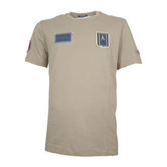 Aeronautica Homme, Tops, Beige, Taille: 4XL Flèches Tricolores T-shirt Manches Courtes Beige