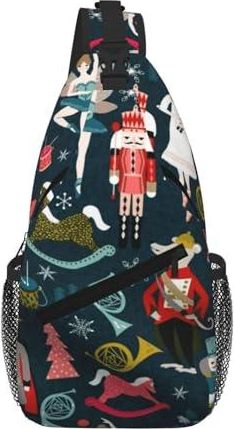 Generic Sacoche Bandouliere Impression de ballet Casse-Noisette pour No&euml;l Polyester Sling Bag Durable Sac &agrave; Poitrine pour &eacute;cole Femme Homme