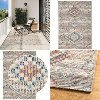 vidaXL Teppich arbizu Indoor und Outdoor Vintage-Design 160x230 cm - Teppich - Wohnzimmerteppich - Flurteppich - Esszimmerteppich - Schlafzimmersteppich