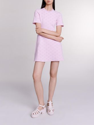 Maje Kurzes Kleid Aus Strickjacquard - Blassrosa - Gr&ouml;&szlig;e 40 - Maje