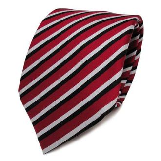 TigerTie Designer cravate - en rouge blanc noir rayé