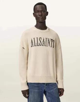 AllSaints Crossed - Pull ras de cou - Blanc &eacute;cru