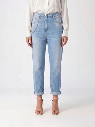 Elisabetta Franchi Jean skinny court taille haute en denim de coton stretch