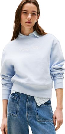 Tommy Hilfiger Damen Sweatshirt Script Pique Regular Fit, Blau (Breezy Blue), M