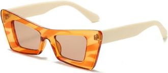 Generic Lunettes de soleil rétro oeil de chat 2025 pour femme - Nuances jaunes et vertes UV400 - Tendance - Couleur contrastée - Jaune champagne