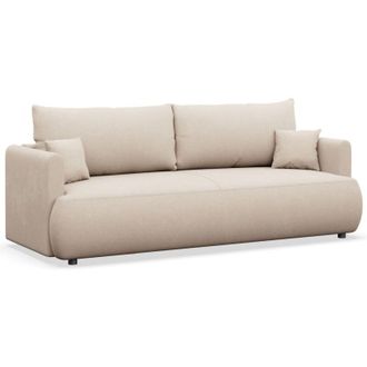 Selsey Ovo Mini - 3-Sitzer Schlafsofa mit Bettkasten, Chenille Easy-Clean, creme - Selsey