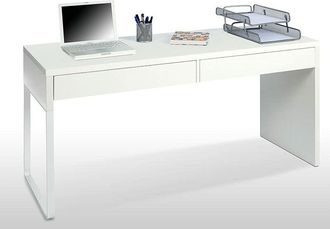 PEGANE Pegane - Bureau réversible avec 2 tiroirs coloris Blanc Artic - Longueur 138 cm x Profondeur 50 cm x Hauteur 75 cm