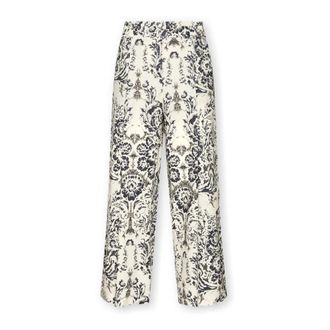 Elena Miro Bedruckte Popeline-Hose - - Trousers - Damen - Schwarzk - M