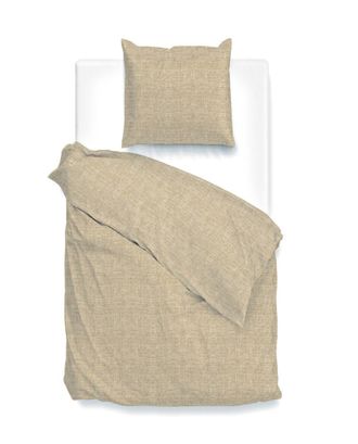 Zo!Home Cotton Bettw&auml;sche 135x200 cm Lino Tan Brown Sand Camel meliert Uni