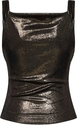 Vivienne Westwood Metallic Jersey Cowl Neck Tank Top - Bronze