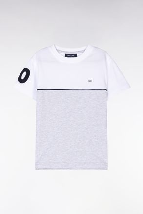 Eden Park T-shirt Bicolore En Coton Gris Coupe Droite