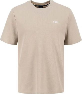 HUGO BOSS Herren T-Shirt beige Jersey-Baumwolle unifarben