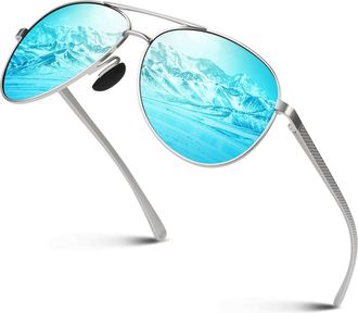 CGID Sonnenbrille Herren Pilotenbrille Pr&auml;mie Al-Mg Metall Rahmen Polarisiert Fliegerbrille UV400 Schutz CAT3 CE Fahren Angeln