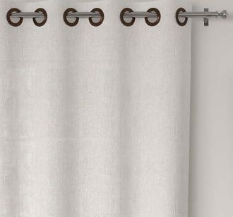 Soleil d'Ocre Ösenvorhang, Leinen, Baumwolle, 135 x 250 cm, Lino, Weiß