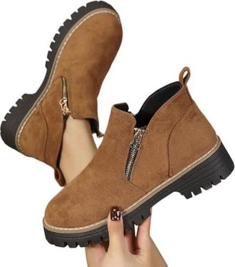 Onsoyours Bottes pour Femme Bottines Hiver Chaussure Cheville Botte A Marron 43 EU