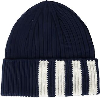 Thom Browne four-striped knitted bennie - Blau
