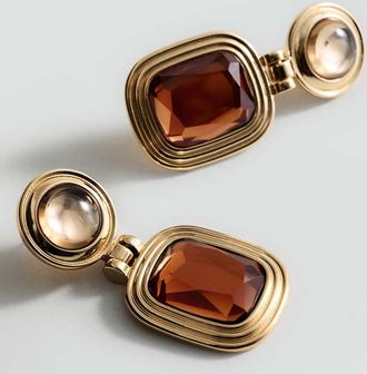 Mango Boucles doreilles pendantes combin&eacute;es en r&eacute;sine or - Femme - Taille unique - MANGO