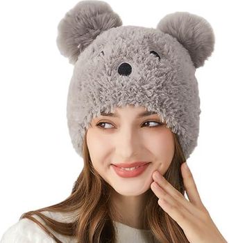 Generic Bonnet Femme Hiver Bonnet Femme Chapeau Femme Hiver Confortable Classique - Bonnet Oreilles dOurs Fille Hiver, Tricot Cozy et Chaud, Parfait pour Jour