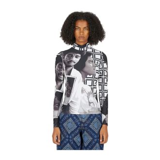 Ahluwalia Studio Grafisches Oberteil mit hohem Kragen - - Tops - Damen - Wei&szlig; - L