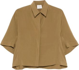 Alysi Femme, Blouses et Chemises, Vert, Taille: 38 FR Button-Front Boxy Shirt