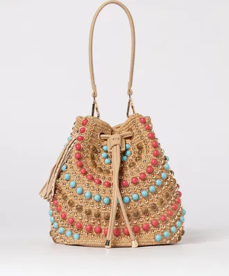 La Carrie Sac Andromeda en raphia avec pierres et clous