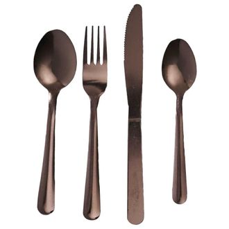 HowHomely | Besteckset 16-teilig braun - Edelstahl Tafelbesteck modern, Geschirr K&uuml;che, Besteck f&uuml;r 4 Personen