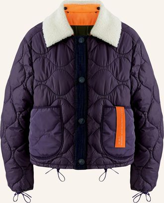 Oui Steppjacke Zum Wenden Mit Abnehmbarem Kunstfell lila
