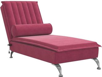 vidaXL Chaise longue de massage avec traversin rouge bordeaux velours