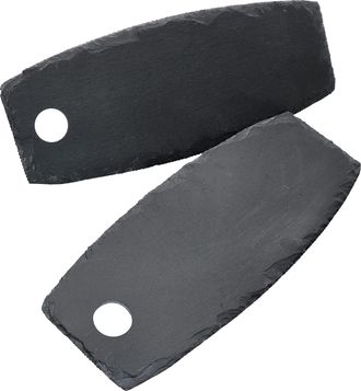 Ritzenhoff & Breker 2er Set Schieferplatte 18x45cm längliche Servierplatten Schwarz mit Griff-Öffnung Teller für Antipasti Käse Wurst Sushi Vorspeisen Untersetzer Deko-Te