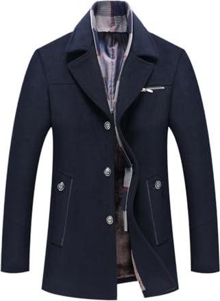 Generic Manteau Homme Hiver Long,Produit classification Manteau dhiver chaud en laine pour homme - Profil intemporel et coupe moderne pour p&eacute;riode hivernale (