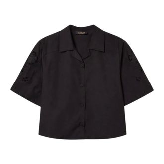 Twinset Femme, Blouses et Chemises, Noir, Taille: 40 FR Chemise Courte Fronc&eacute;e