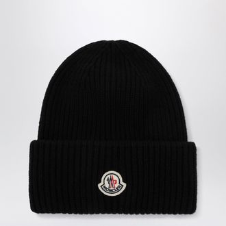 Moncler Schwarze M&uuml;tze aus Wolle und Kaschmir
