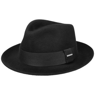 Stetson Lenberg Fedora Wollhut Wollfilzhut Filzhut Herren - Herbst-Winter Herbst Winter - 57 cm schwarz