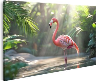 Islandburner Bild auf Leinwand Flamingo Im Sonnenschein Im Tropischen Dschungel Bilder Wandbilder Poster