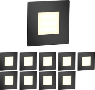 LEDs Com 10 pièces Lumière descalier LED/lampe murale encastrée FEX pour lintérieur et lextérieur, carrée, noire, 85 x 85mm, blanc chaud
