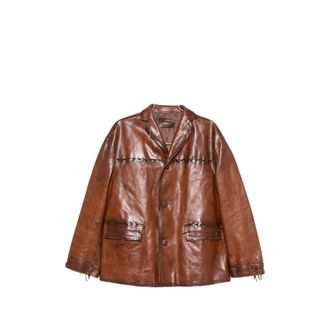 Prada Braided-trim Leather Jacket