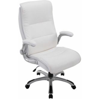 Clp Chaise de bureau en cuir eco avec des accoudoirs inclinables chaise ergonomique diverses couleurs Couleur : Blanc