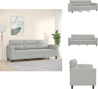 vidaXL Vidaxl - 3-Sitzer-Sofa Hellgrau 180 cm Mikrofasergewebe - Couch - 3er Sofa - Wohnzimmersofa - Microfaser Sofa - Grau Sofa
