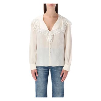 Chlo&eacute; Femme, Blouses et Chemises, Blanc, Taille: 38 FR Blouse &agrave; maxi-col