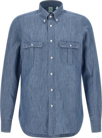 Finamore Homme, Chemises, Bleu, Taille: 4XL Zurigo M&eacute;lange Shirt