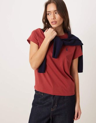 Polo Ralph Lauren T-Shirt in Rot mit Markenlogo und Rundhalsausschnitt